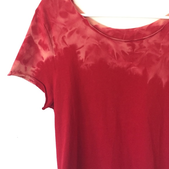 Tops | Custom Bleached Red Cutoff Tshirt Wide Neck Sm | Poshmark